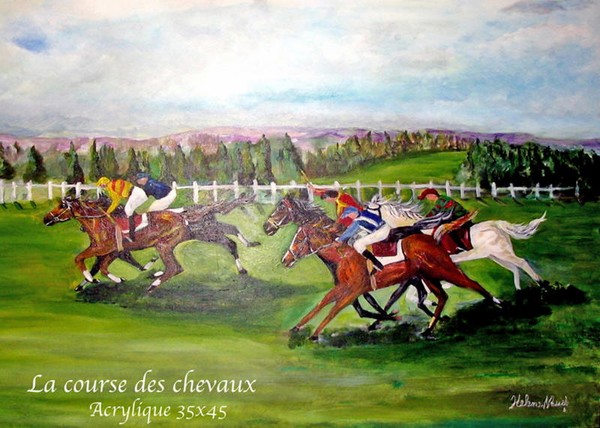 horse rasing by helene khoury | ArtWanted.com