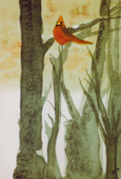 winter cardinal by marlin evans | ArtWanted.com