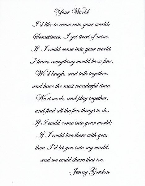 YOUR World, Original POEM by Virginia Gordon | ArtWanted.com