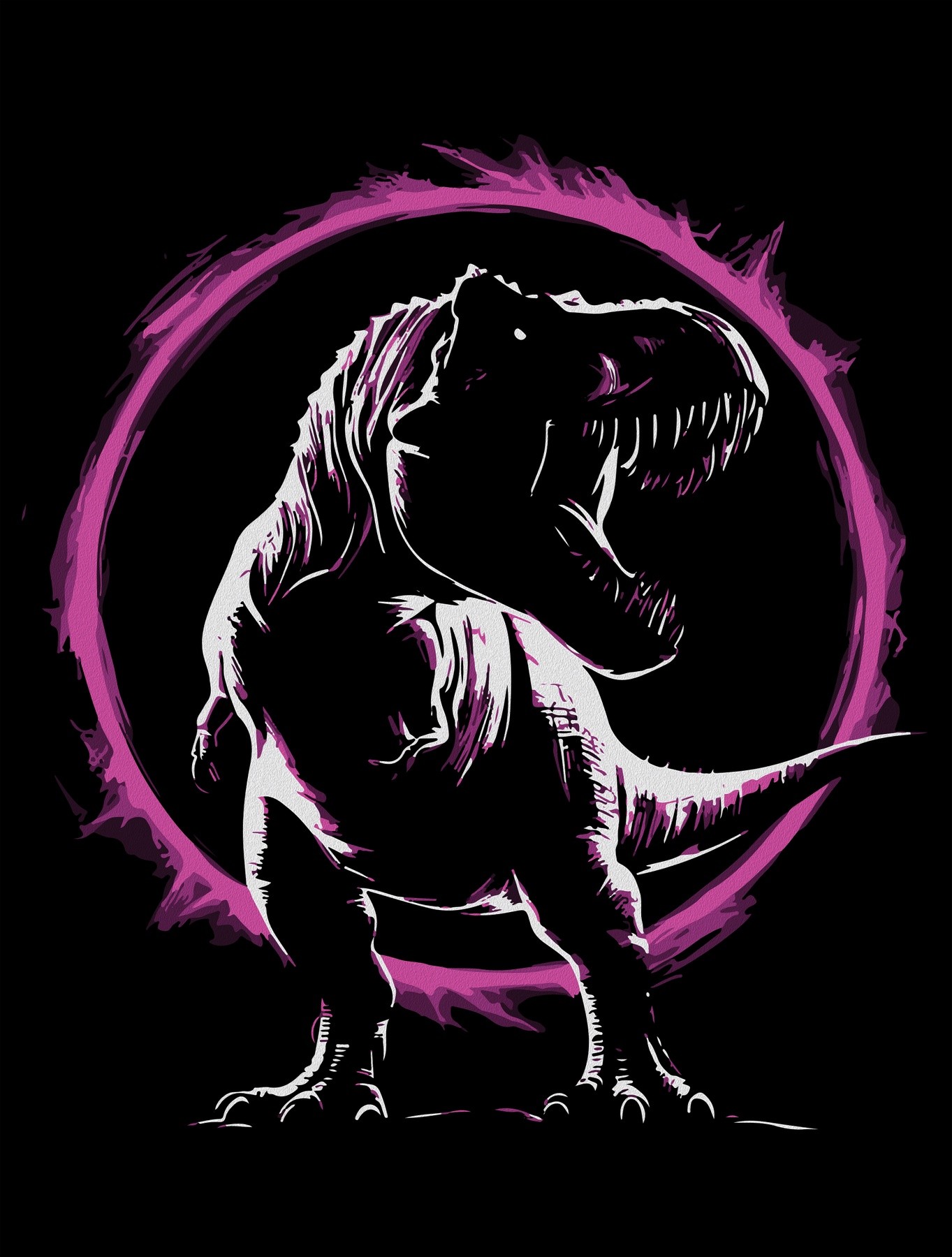 Bold T-Rex Silhouette with Neon Ring by Ramy Salah Hefny | ArtWanted.com