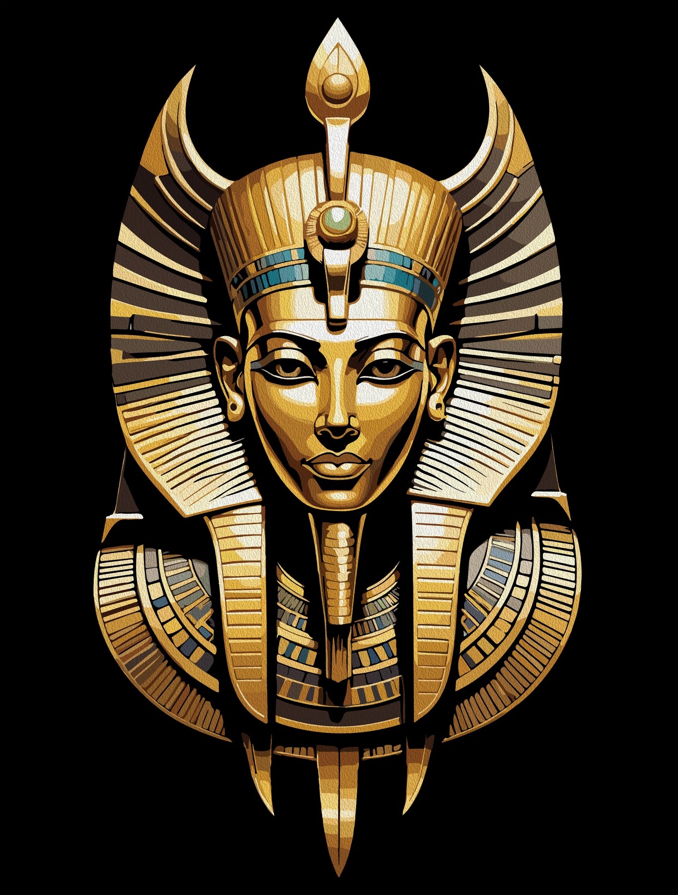 Golden Pharaoh in Regal Headdress by Ramy Salah Hefny | ArtWanted.com
