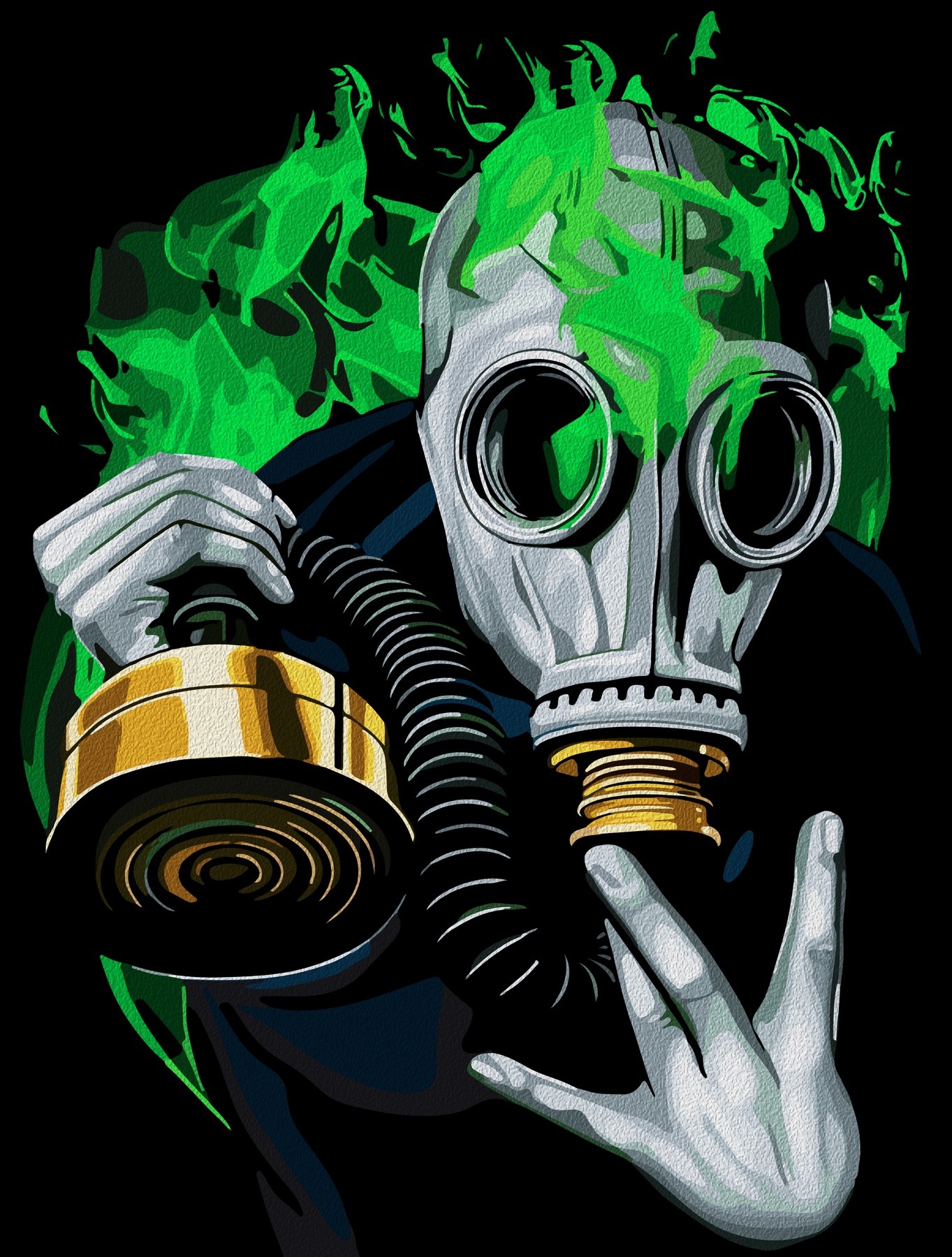 Graffiti Gas Mask Wallpaper Fotobehang CND Solders Grijze